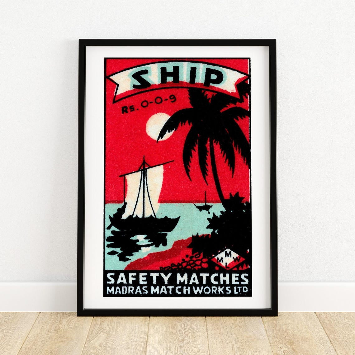Sailboat Sunset - Matchbox Print - Aesthetic Wall Art - Vintage India ...