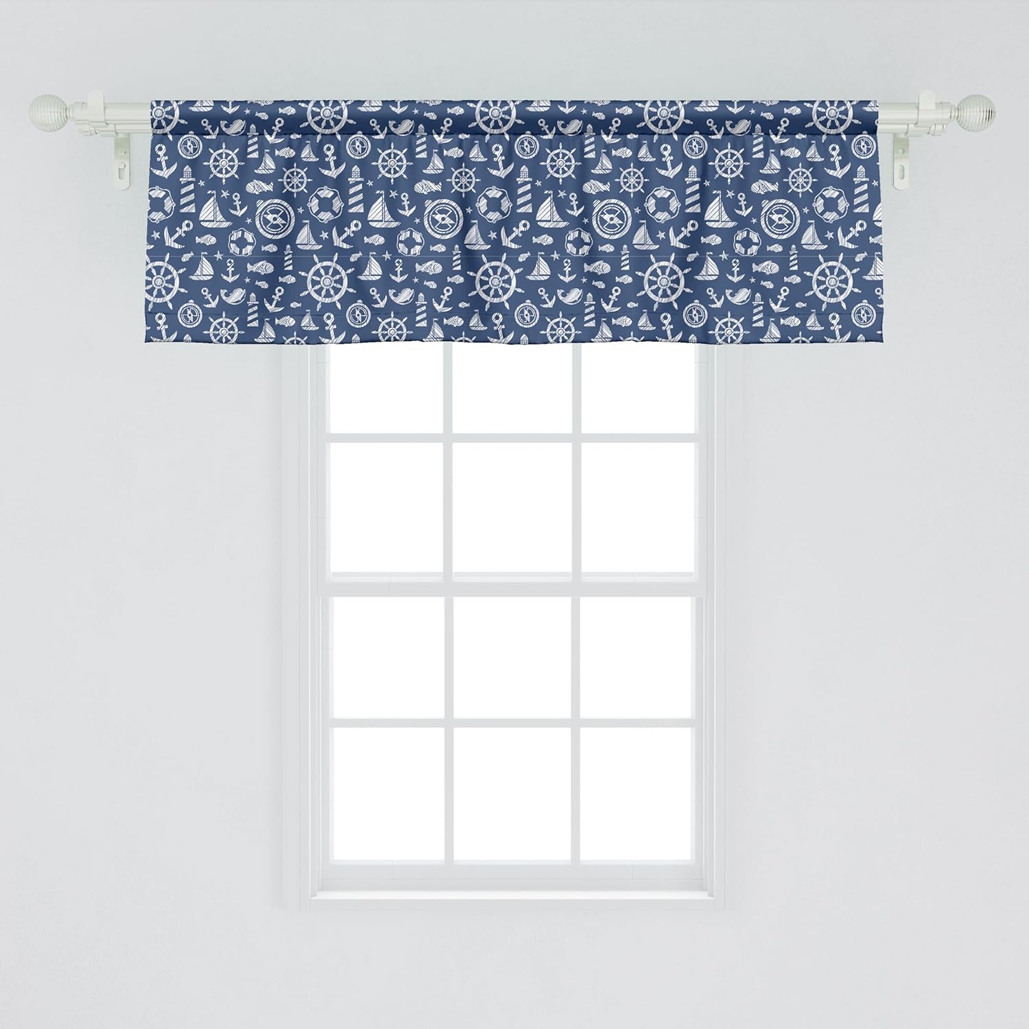 Sailboat Window Valance, Diagonal Hatched Nautical Elements Ship''s ...