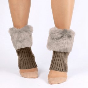 harmtty Winter Women Warm Faux Fur Crochet Knitted Leg Warmers Short ...