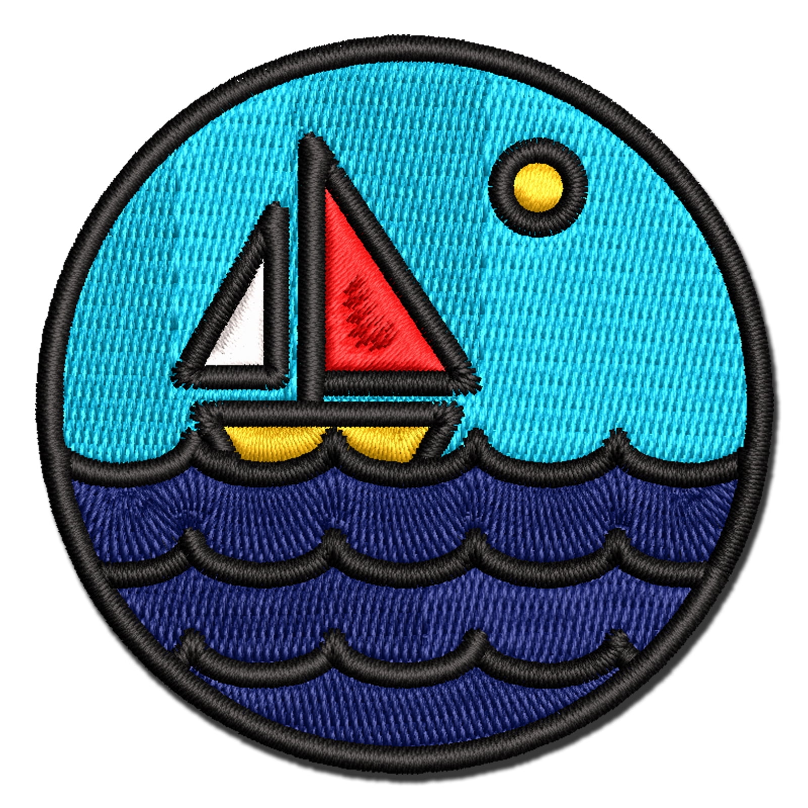 Sailboat on Ocean Lake Applique Multi-Color Embroidered Hook & Loop ...