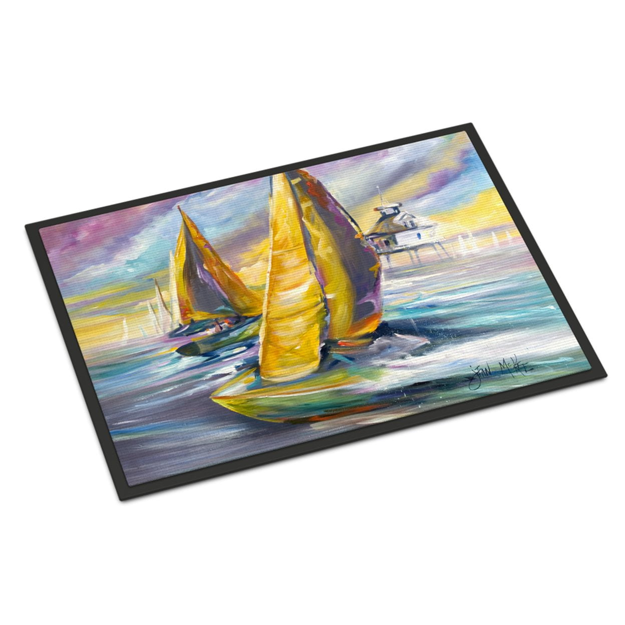 Sailboat with Middle Bay Lighthouse Door Mat - Walmart.com