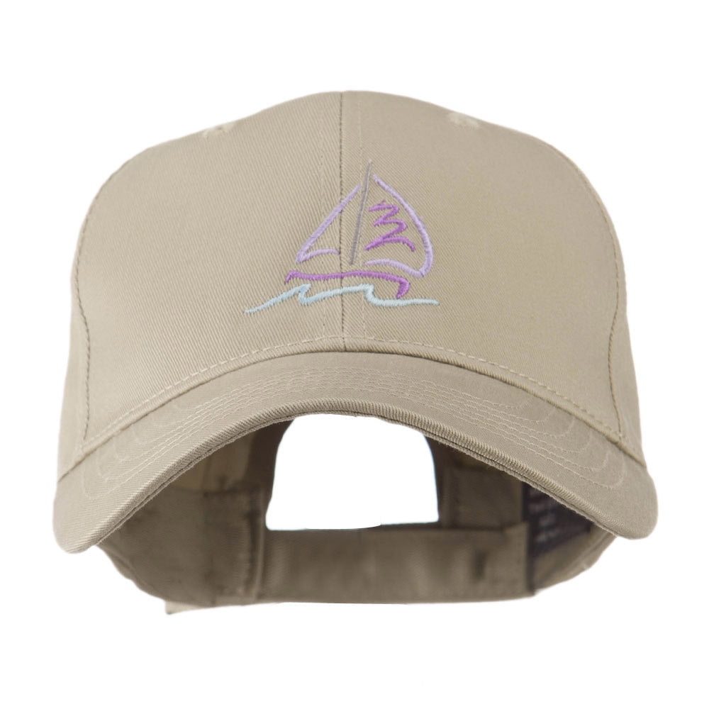 Sailboat with Wave Logo Embroidered Cap - Khaki OSFM - Walmart.com