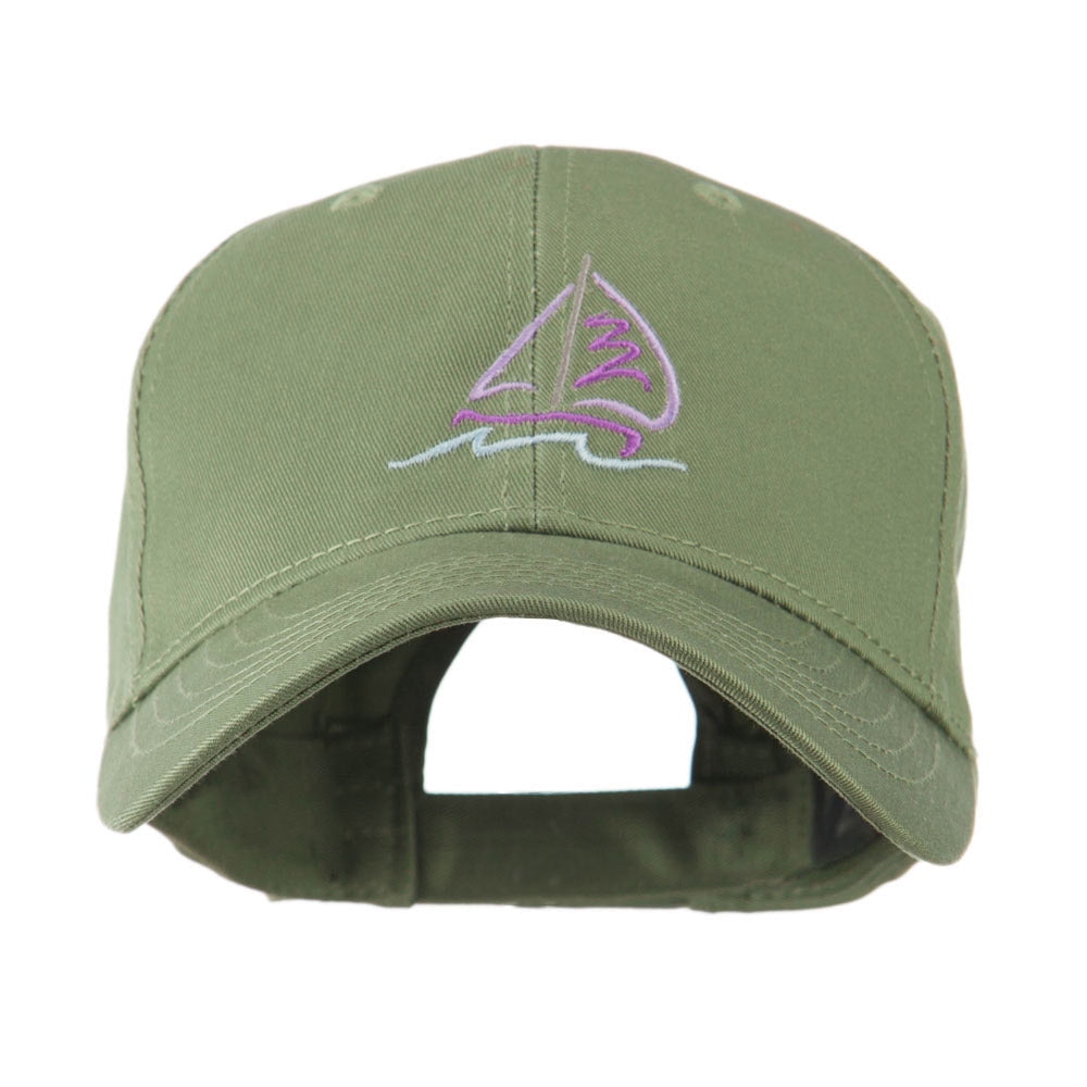 Sailboat with Wave Logo Embroidered Cap - Olive OSFM - Walmart.com