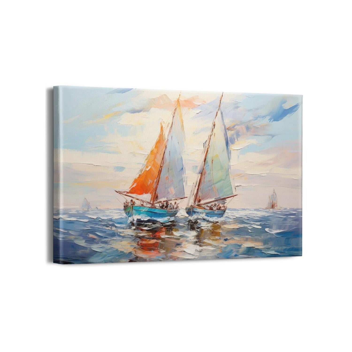 Sailboats Ocean Water Waves Landscape Pictures Wall Decor Beach Art ...