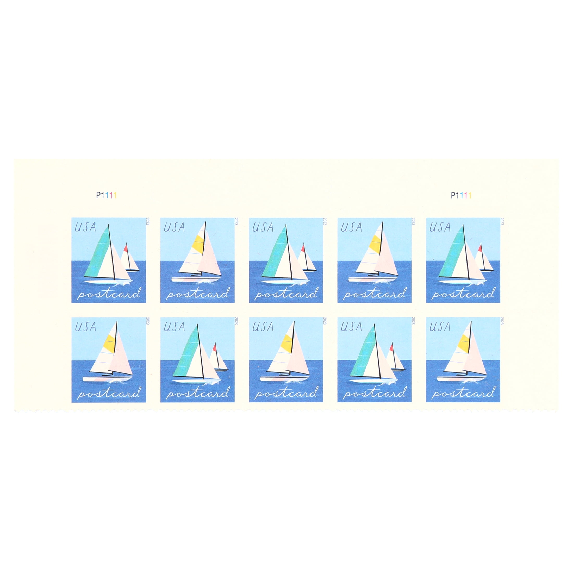 USPS Sailboats Postcard Water Ocean Lake Stamps Set of 10 First Class ...