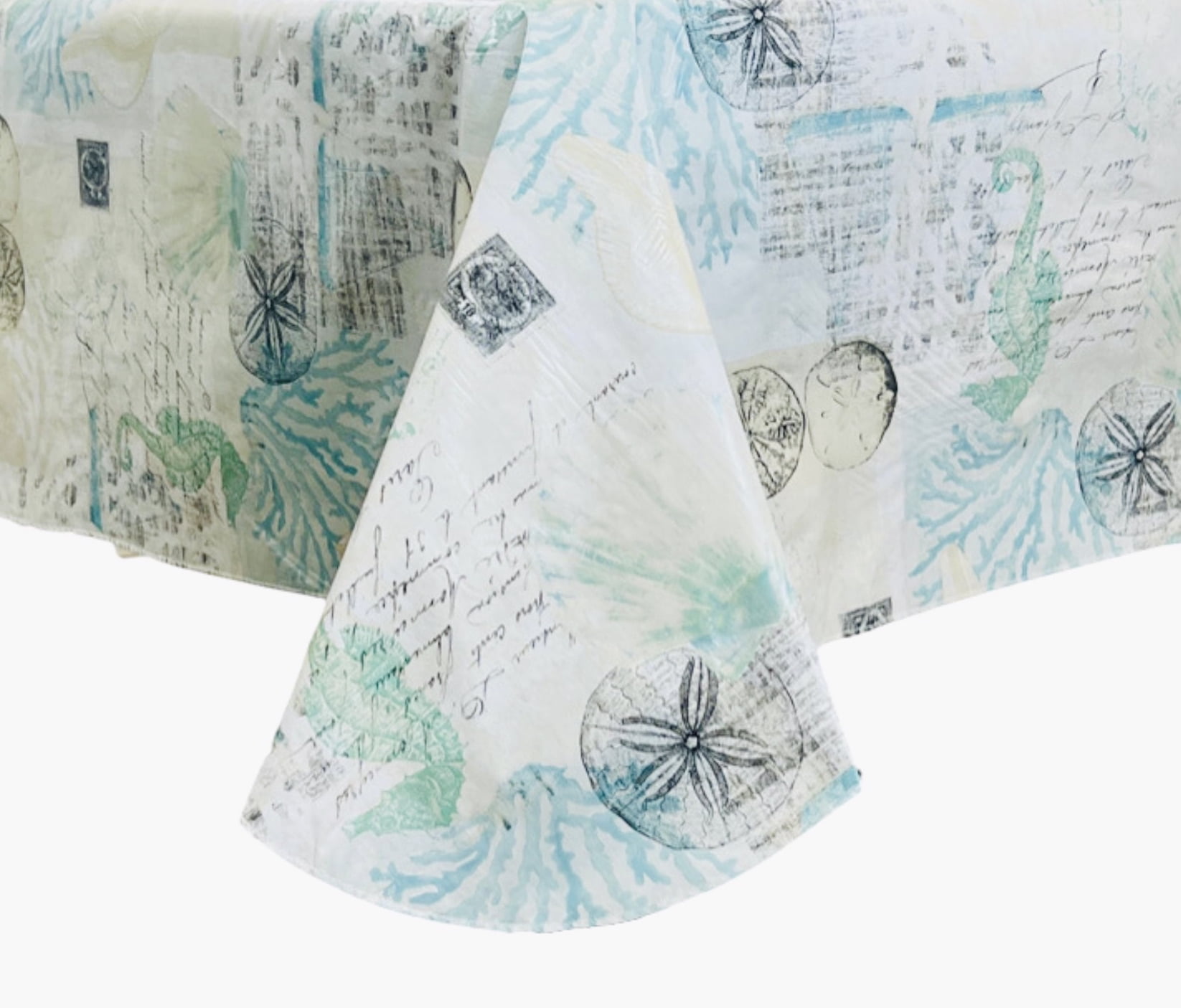 Sailboats, Seahorses, Seashells, Seaweed and Jellyfish Vinyl Flannel ...