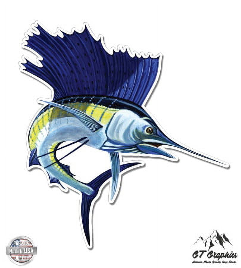 Sailfish - 8" Vinyl Sticker - For Car Laptop I-Pad - Waterproof Decal ...