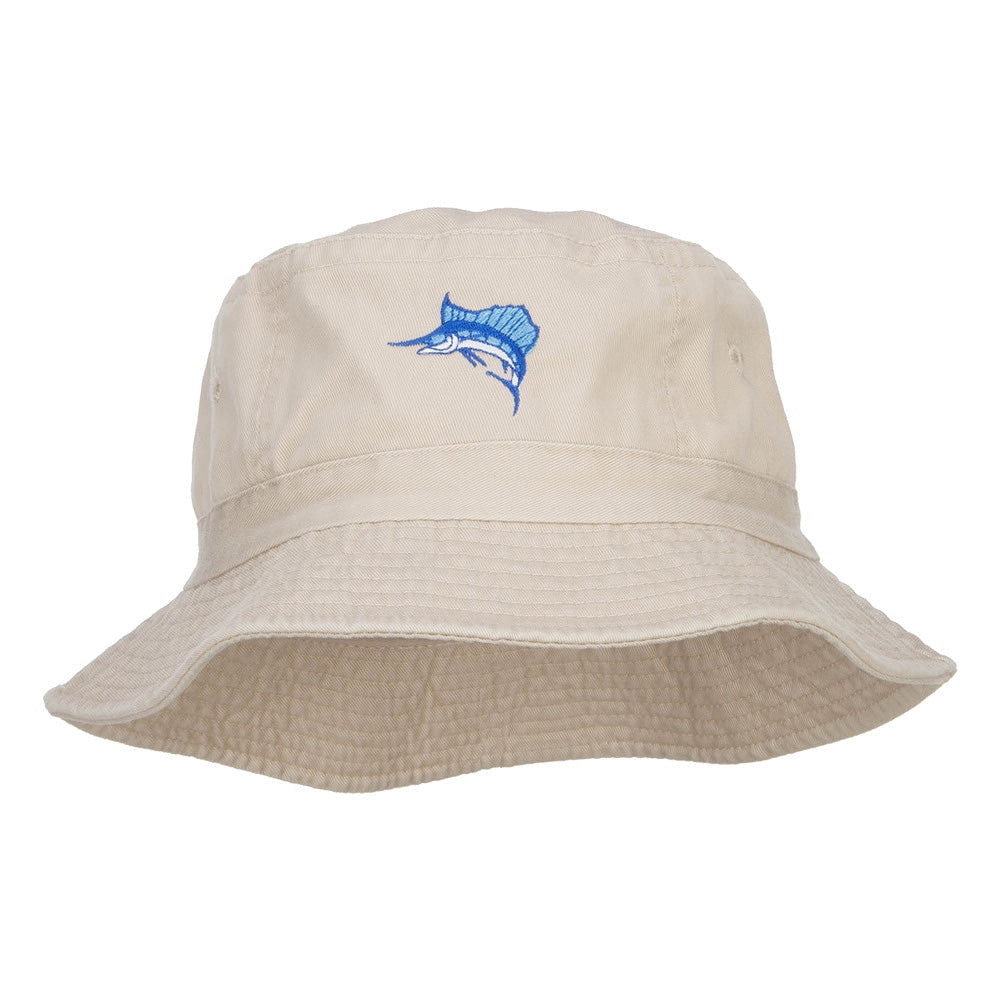 Sailfish Embroidered Pigment Dyed Bucket Hat - Natural OSFM - Walmart.com