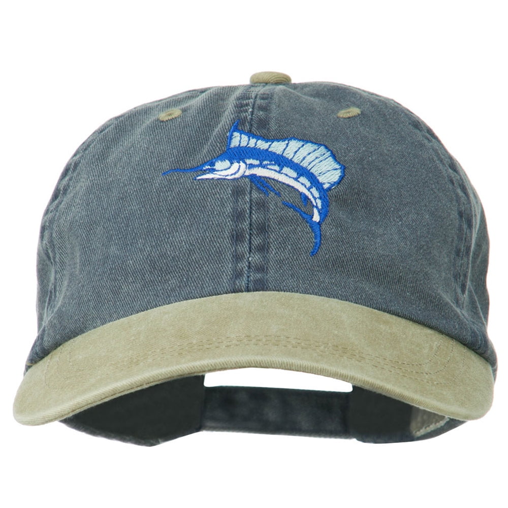 Sailfish Embroidered Two Toned Washed Cap - Beige Navy OSFM - Walmart.com