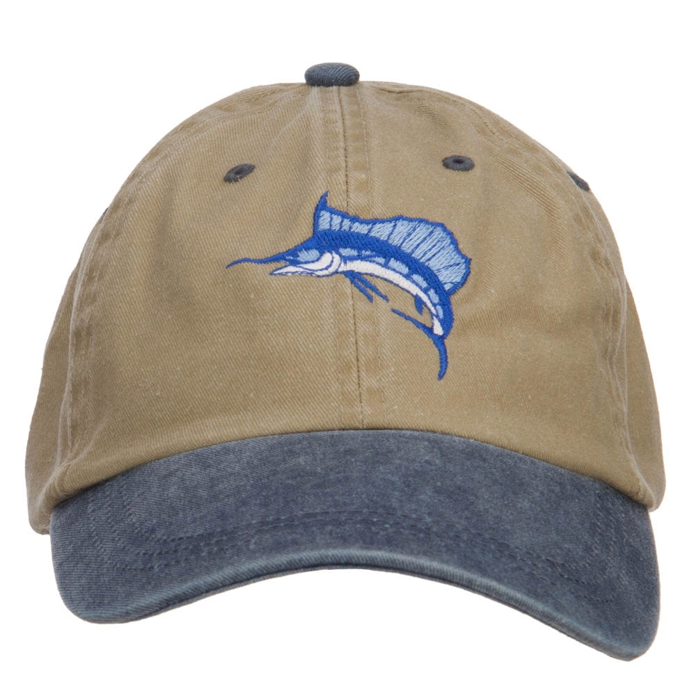 Sailfish Embroidered Washed Two Tone Cap - Khaki Navy OSFM - Walmart.com