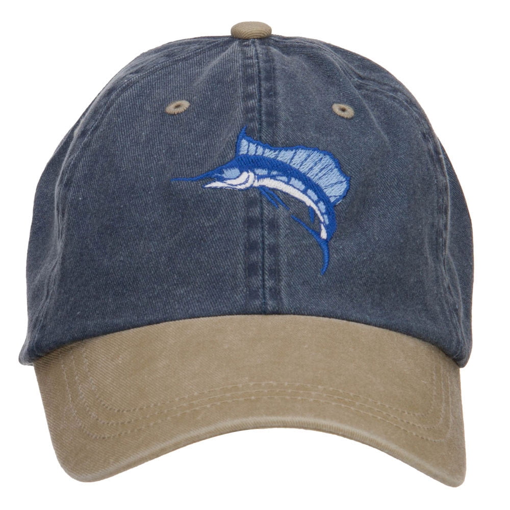 Sailfish Embroidered Washed Two Tone Cap - Navy Khaki OSFM - Walmart.com