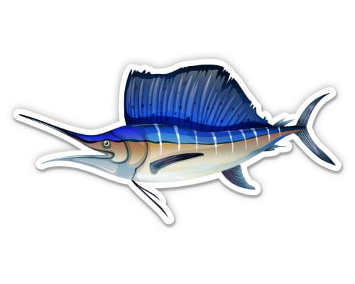 Sailfish Fish Fishing - 5" Vinyl Sticker - For Car Laptop I-Pad ...