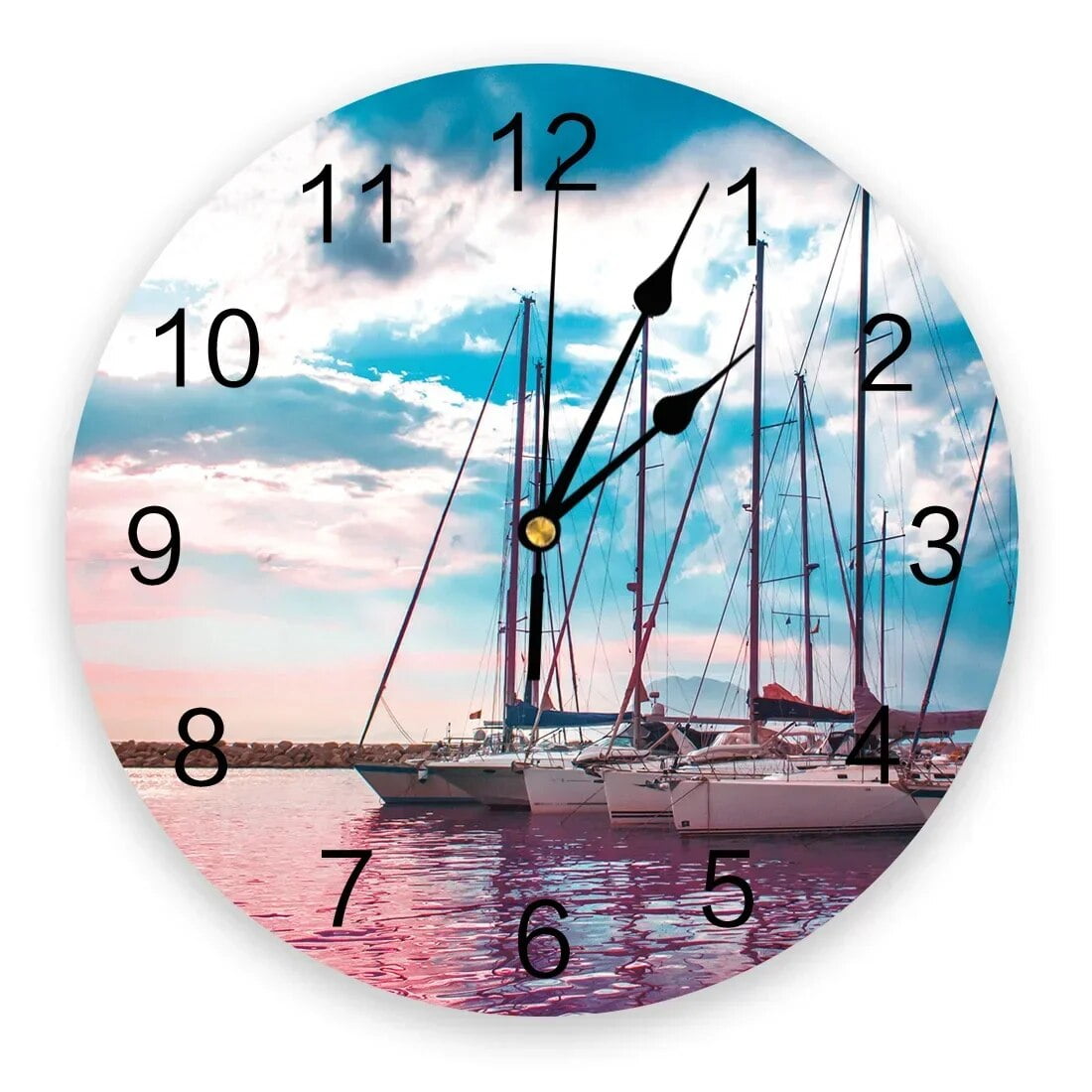 Sailing Boat Night Sky Dream Bedroom Wall Clock Large Modern Kitchen ...