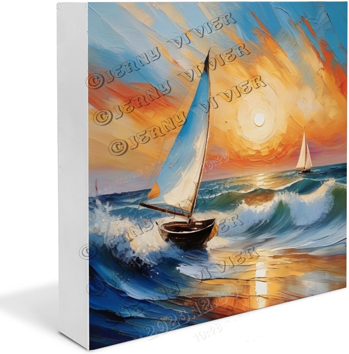 Sailing Boat On The Sea Wooden Box Sign Office Gifts Spring Summer Sign ...