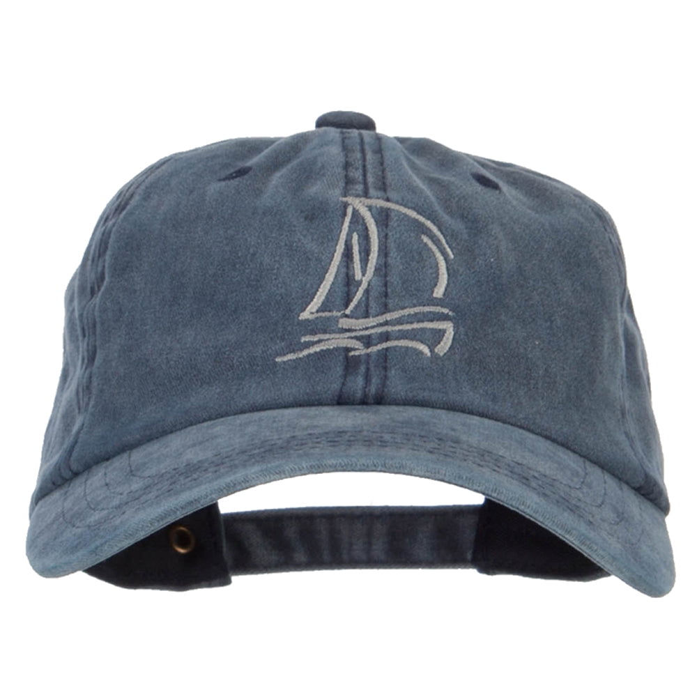 Sailing Outline Embroidered Washed Cotton Cap - Navy OSFM - Walmart.com