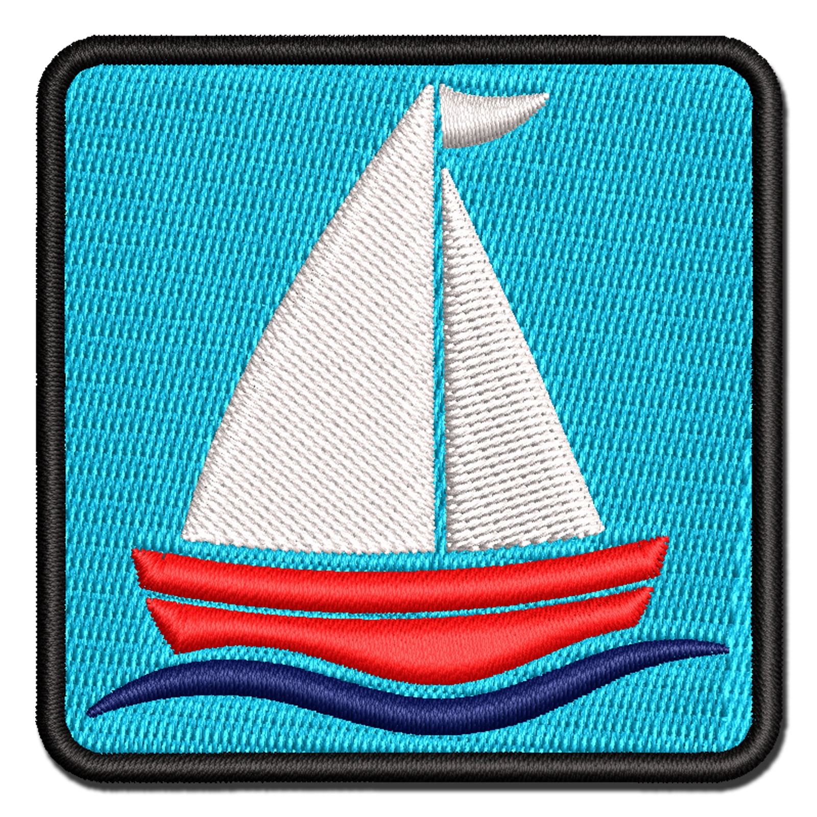 Sailing Sailboat Applique Multi-Color Embroidered Hook & Loop Patch - 2 ...
