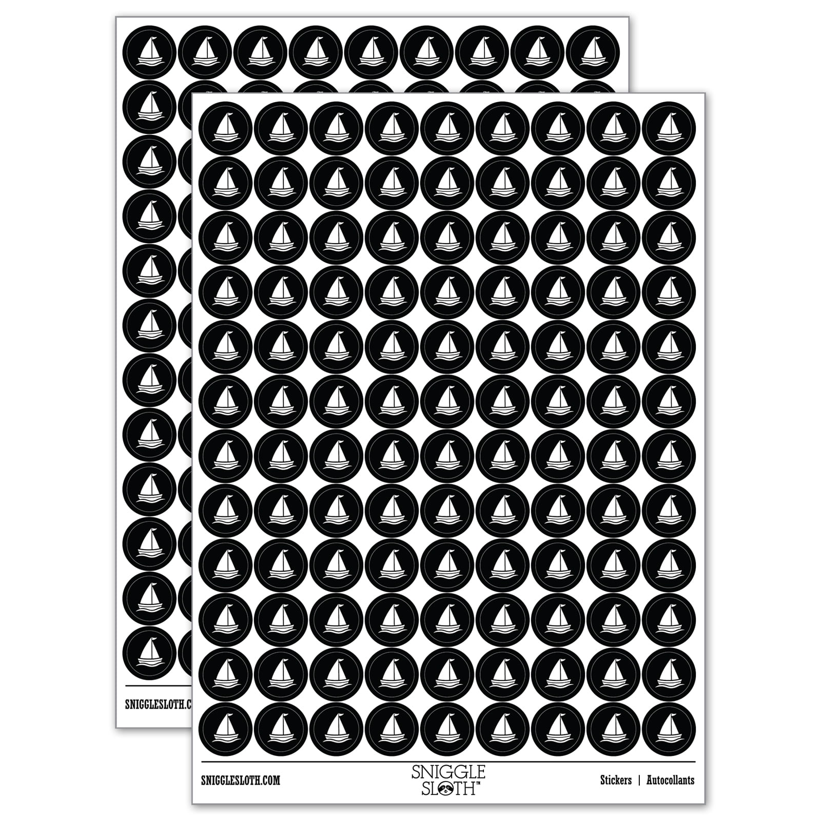 Sailing Sailboat 200+ Round Stickers - Black - Gloss Finish - 0.50 ...