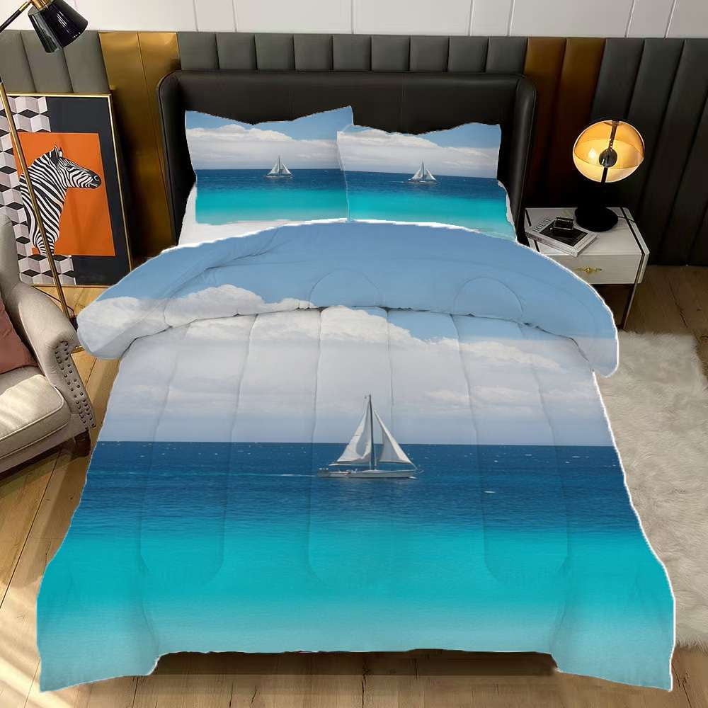 Sailing Serenity Ocean View Comforter Set Full Size Bedding Set For ...