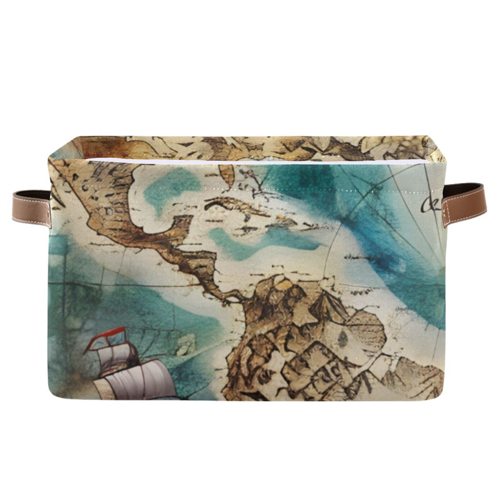 Sailing Ship Boat Map Mermaid Storage Bins Baskets With Handles Storage ...