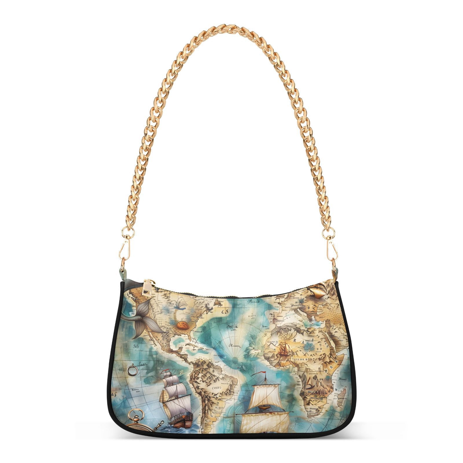 Sailing Ship Boat Map MermaidWomen Small Shoulder Bag Crossbody Tote ...