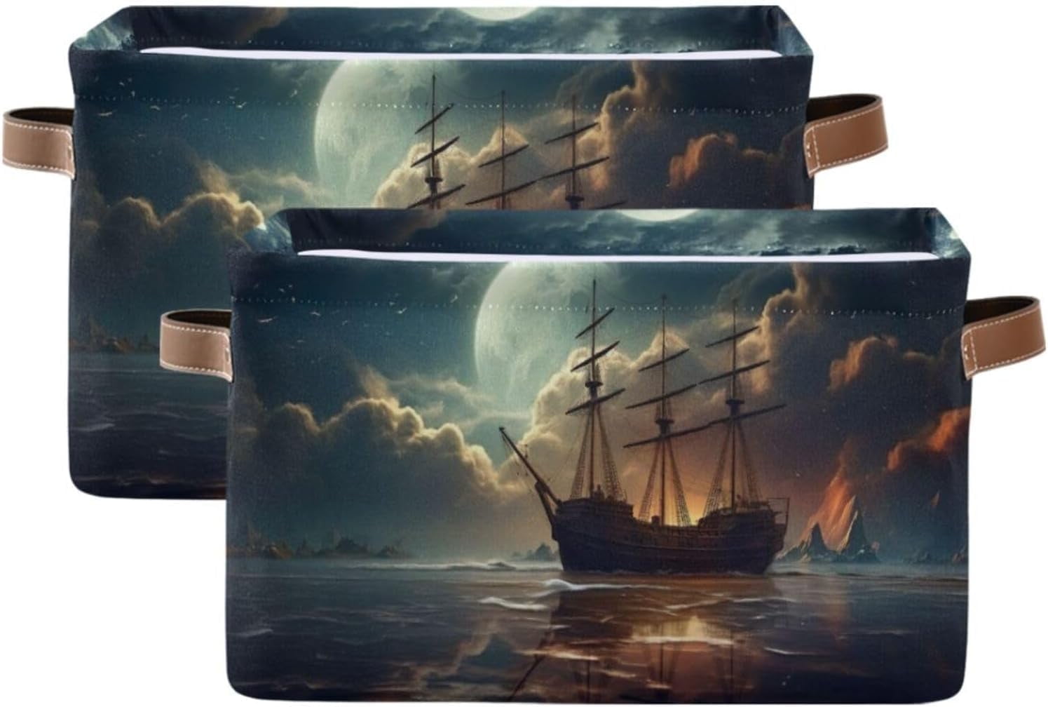 Sailing Ship Foldable Storage Basket for Shelves, Collapsible Sturdy ...