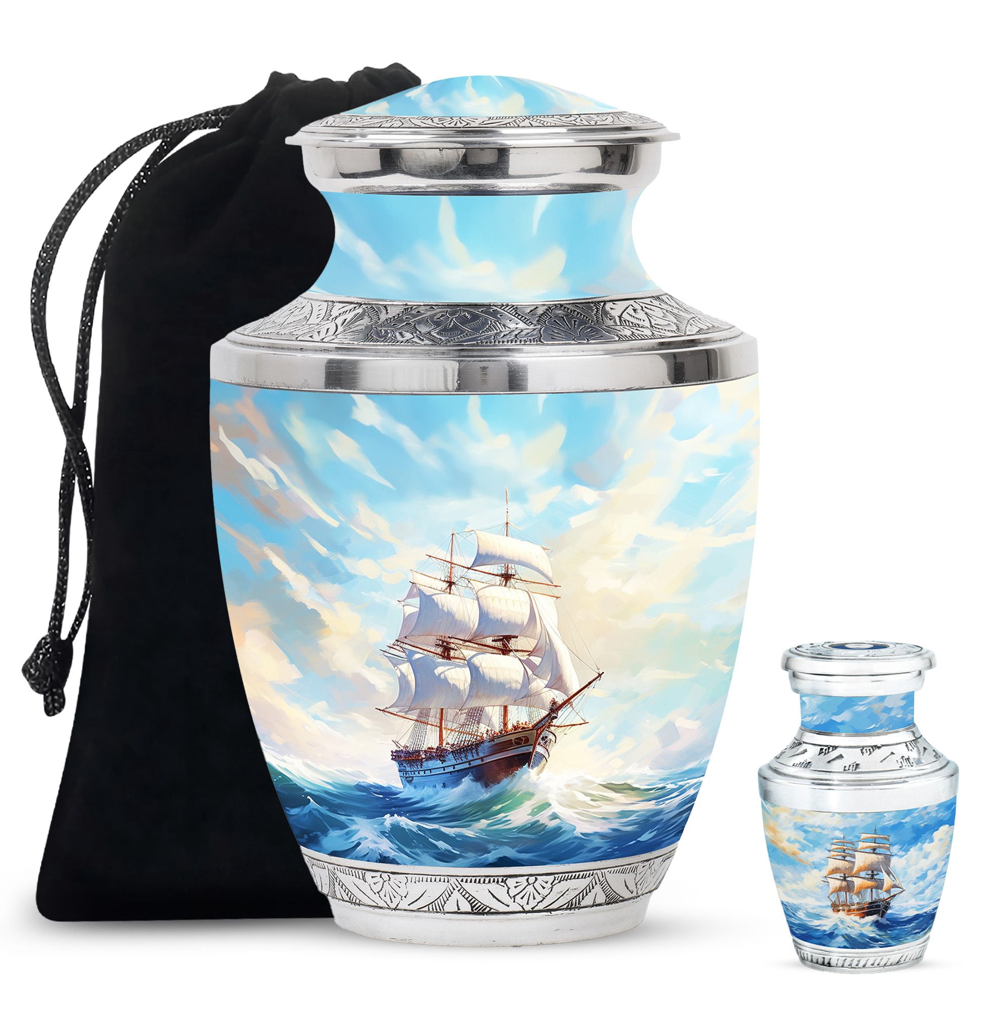 Sailing Ship Handmade Mini Urn For Ashes For Women - Memorial Large ...