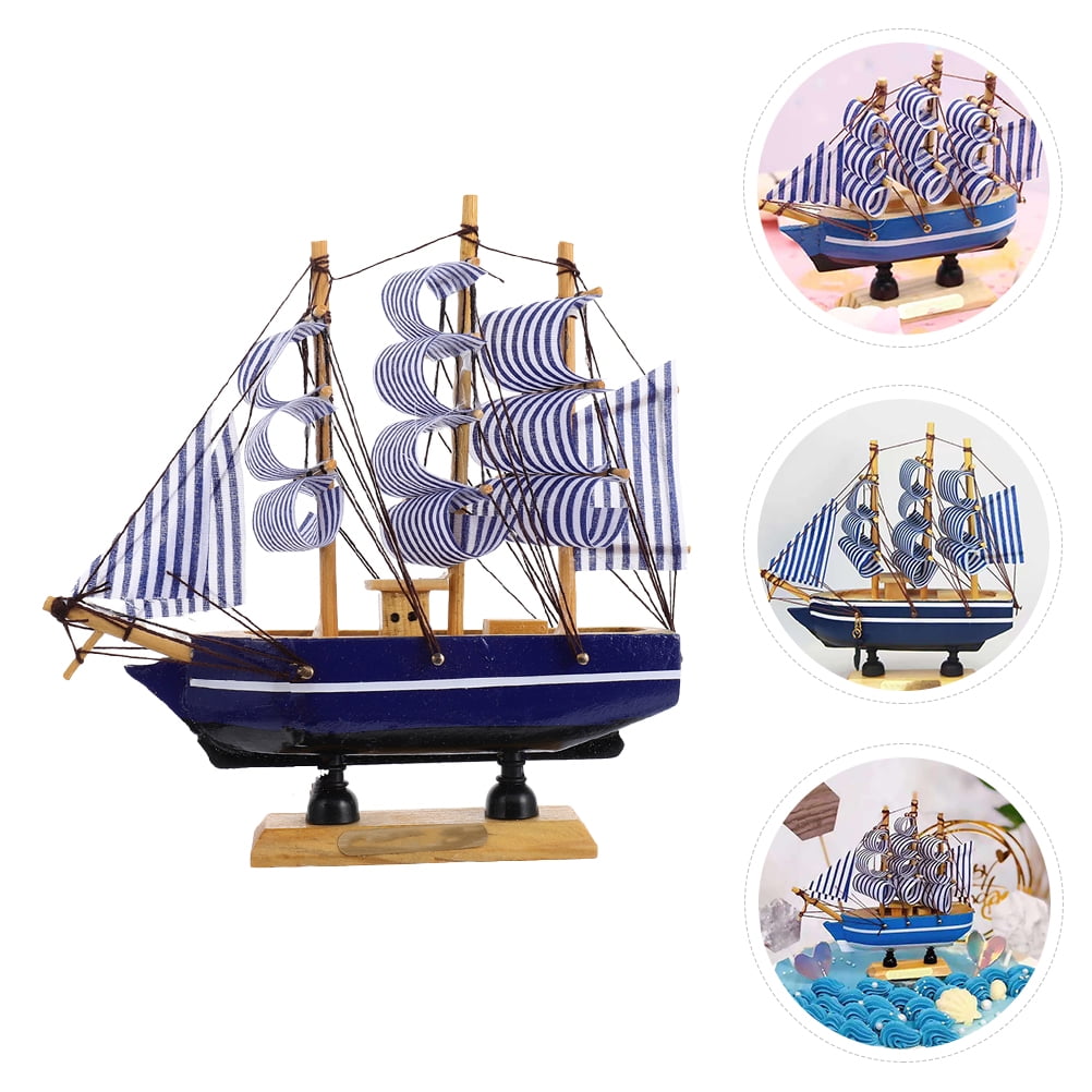 Sailing Ship Model Decor Wooden Miniature Sailing Sailboat Model ...