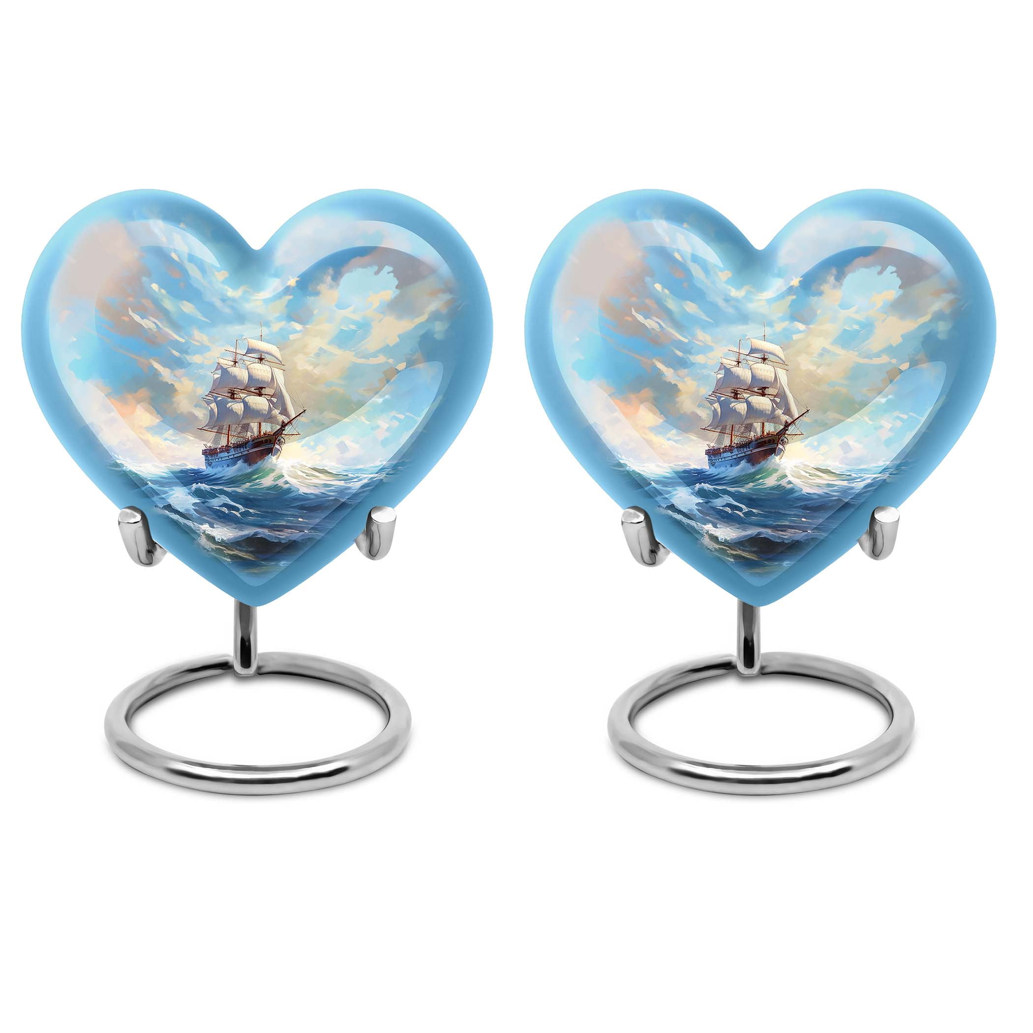 Sailing Ship Oli Painting Heart Shaped Urn For Human Ashes - Urn For ...