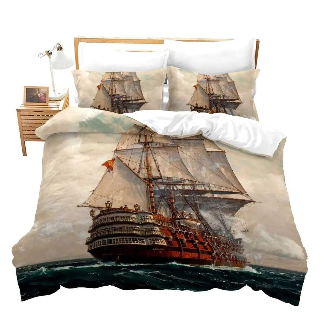 Sailing Ship Pattern Duvet Cover Set 3D Print Boat for Kid Te Adult ...