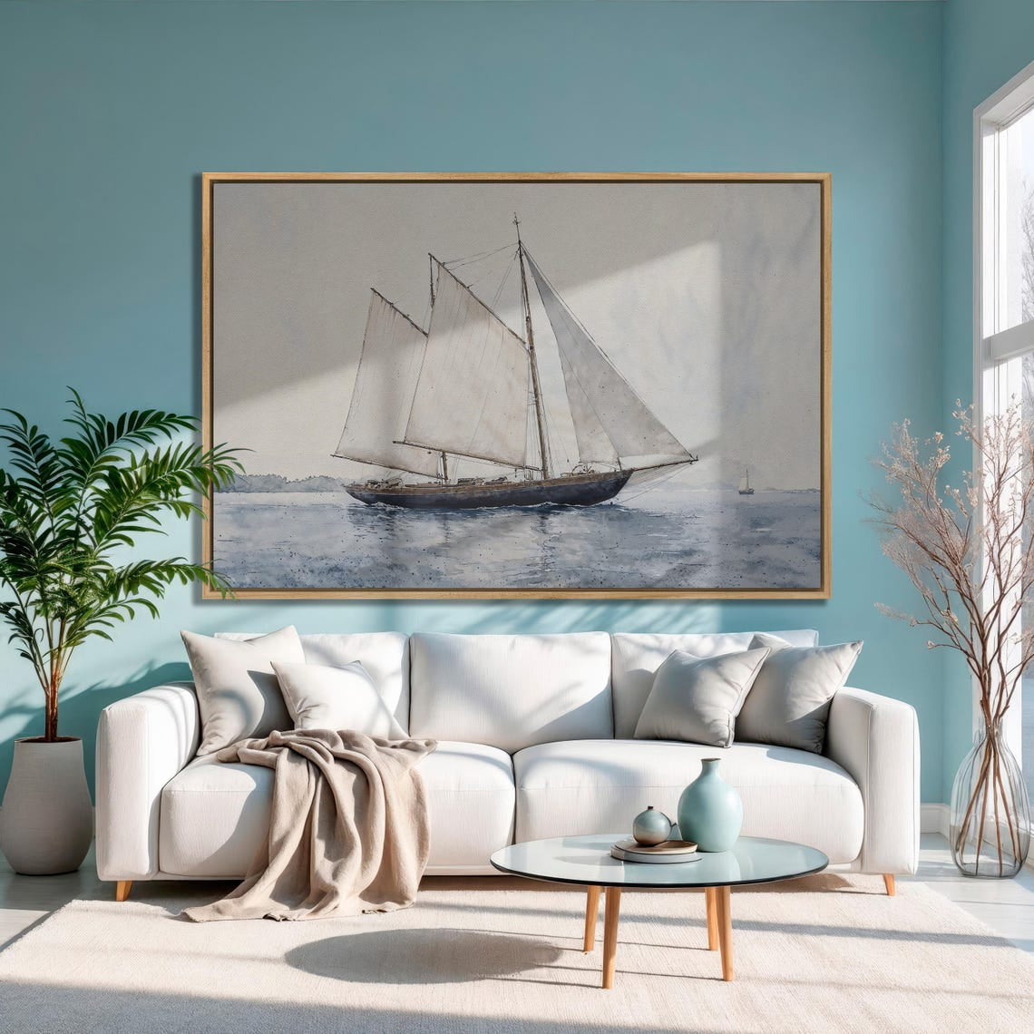 Sailing Ship Poster, Nautical Seascape Wall Art UNFRAMED Poster, Wall ...