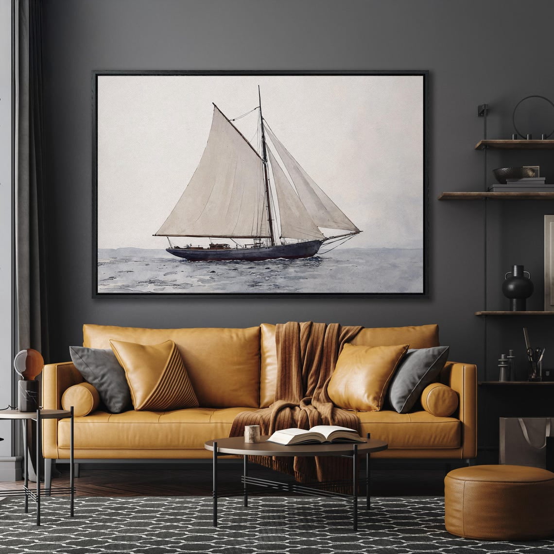 Sailing Ship Print, Nautical Bedroom Decor, Wall Art, Maritime Artwork ...