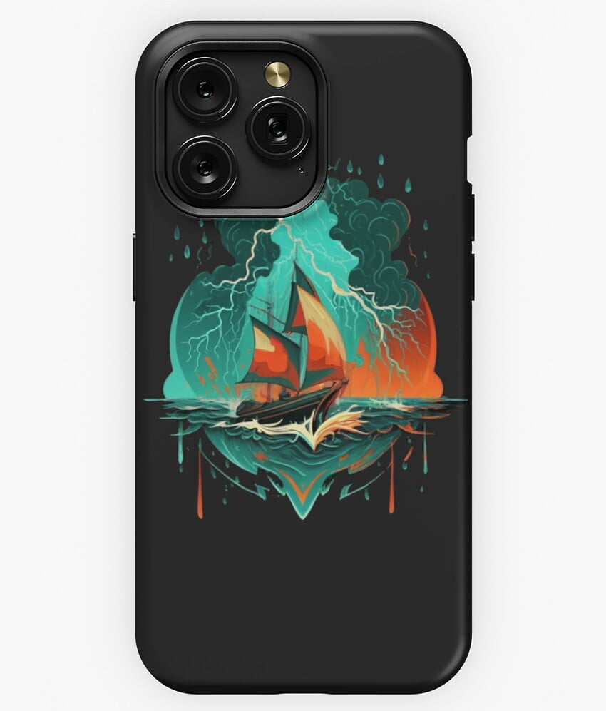 Sailing Ship Storm at Sea Nautical G2695 Phone Case for iPhone17 16 15 ...