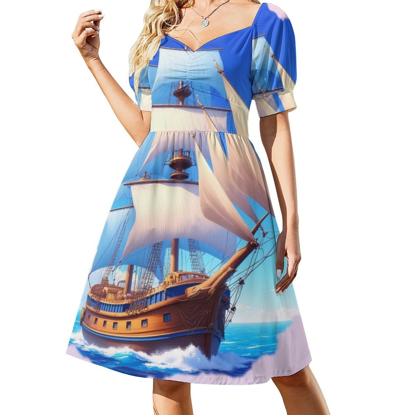 Sailing Ship at Sea Summer Women's Dress 2025 Elegant Dresses Plus ...