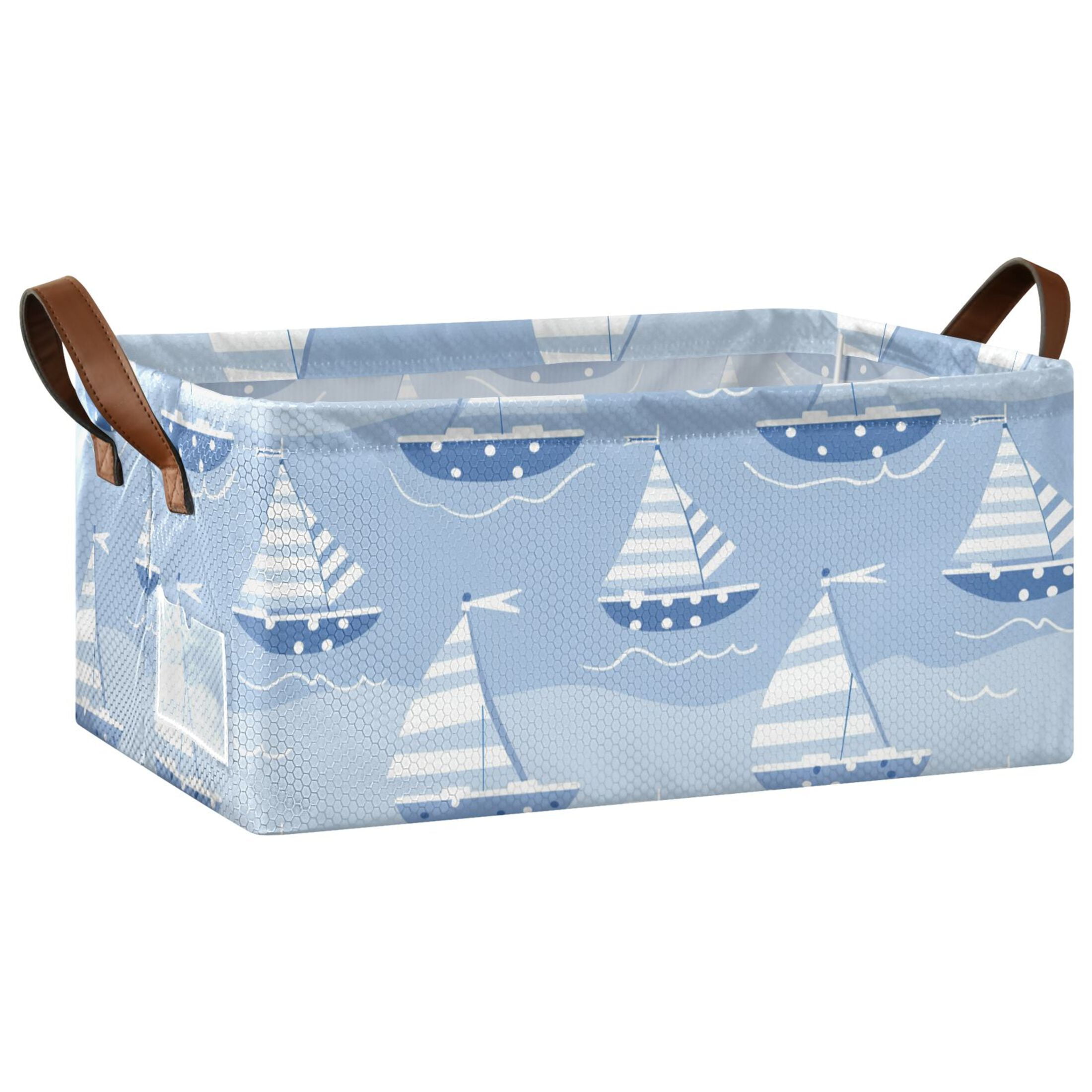 Sailing Ship on Sea Collapsible Storage Bins Fabric Shelf Baskets with ...