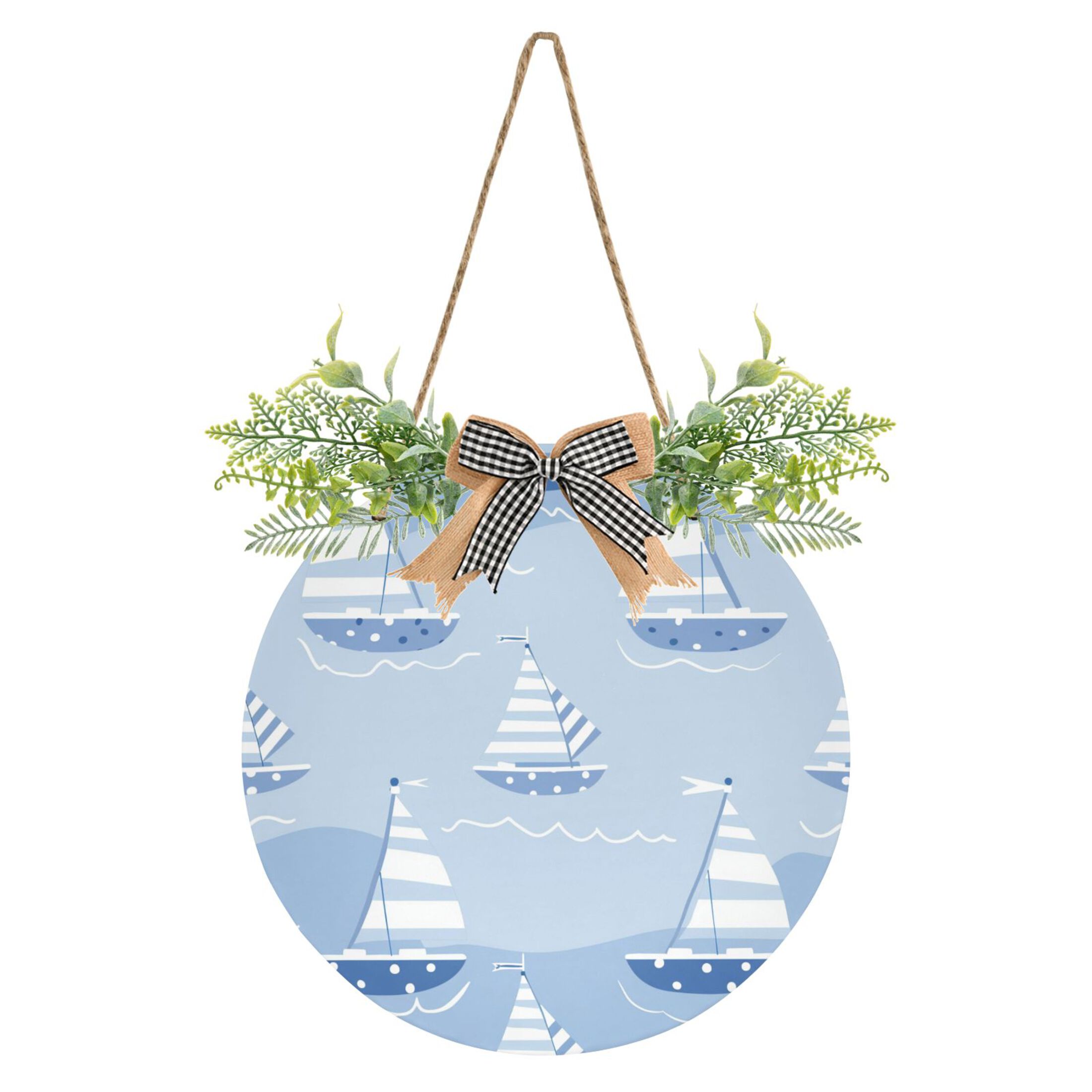 Sailing Ship on Sea Welcome Front Door Sign Round 12 inch Porch Hanging ...