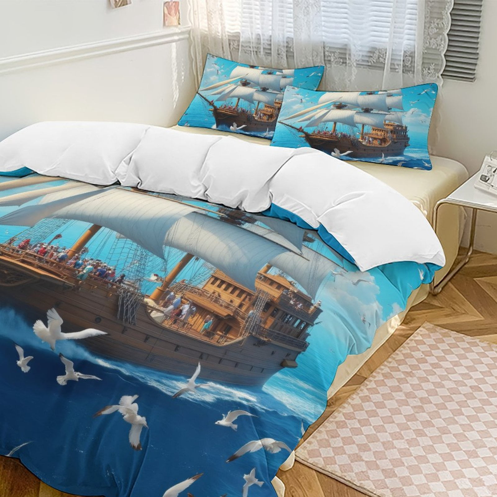 Sailing Ship with Seagulls 3D Duvet Cover Set Quilt Cover Theme of Kid ...