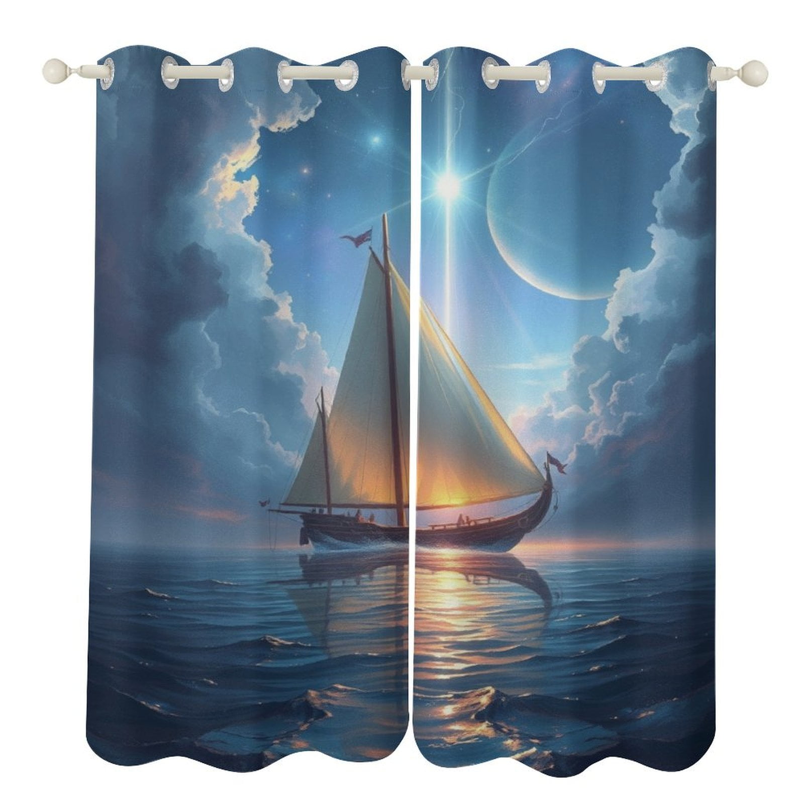 Sailing Ships Drapes Room Living for Curtains Window Bedroom Kitchen 2 ...