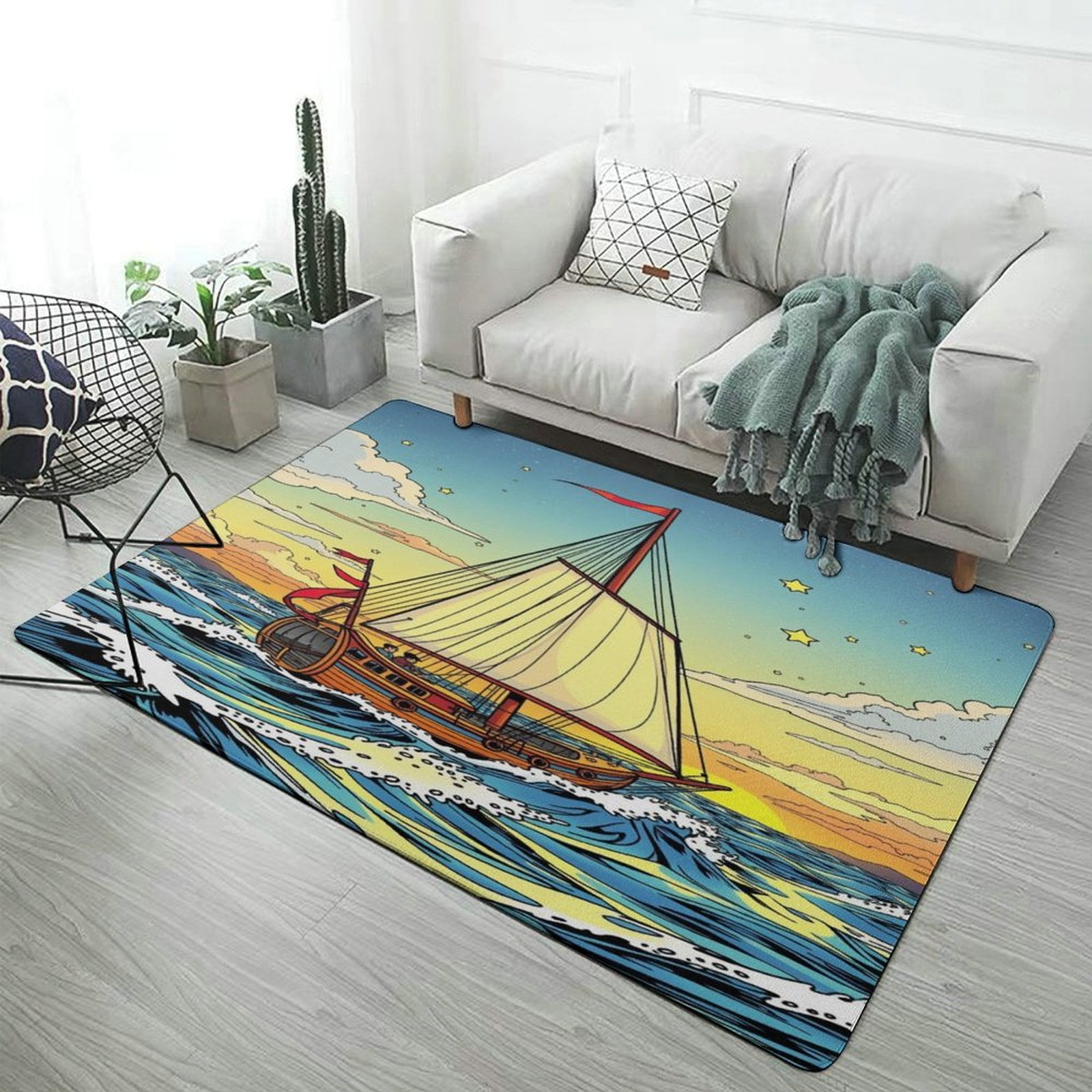 Sailing Ships European Living Room Carpets Rugs Luxury Bedroom Study R ...