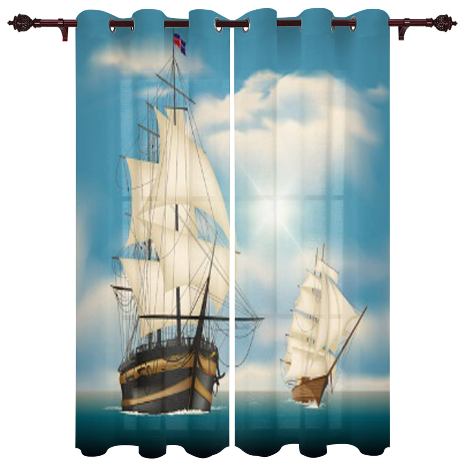 Sailing Ships In Sea Luxury Window Curtain for Living Room Bedroom Home ...