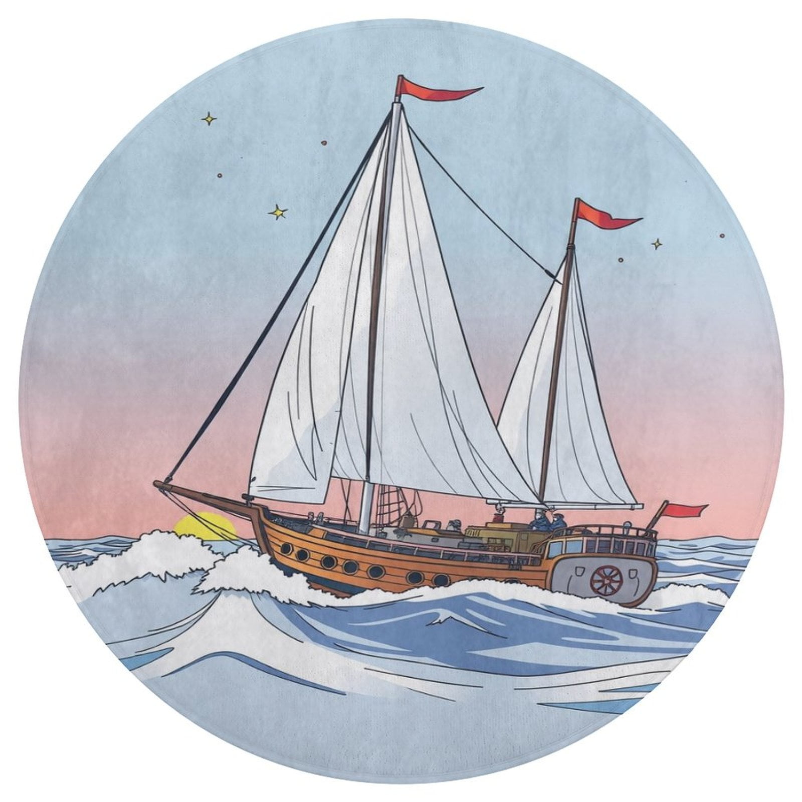 Sailing Ships Round Area Rug Floor Carpets Washable Indoor Floor Area ...