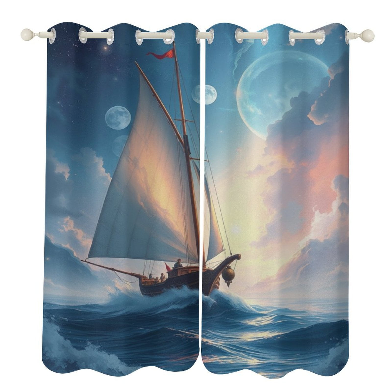 Sailing Ships Window Curtains For Living Room Bedroom Bathroom Kicthen Door Home Decor 2 Panels ...