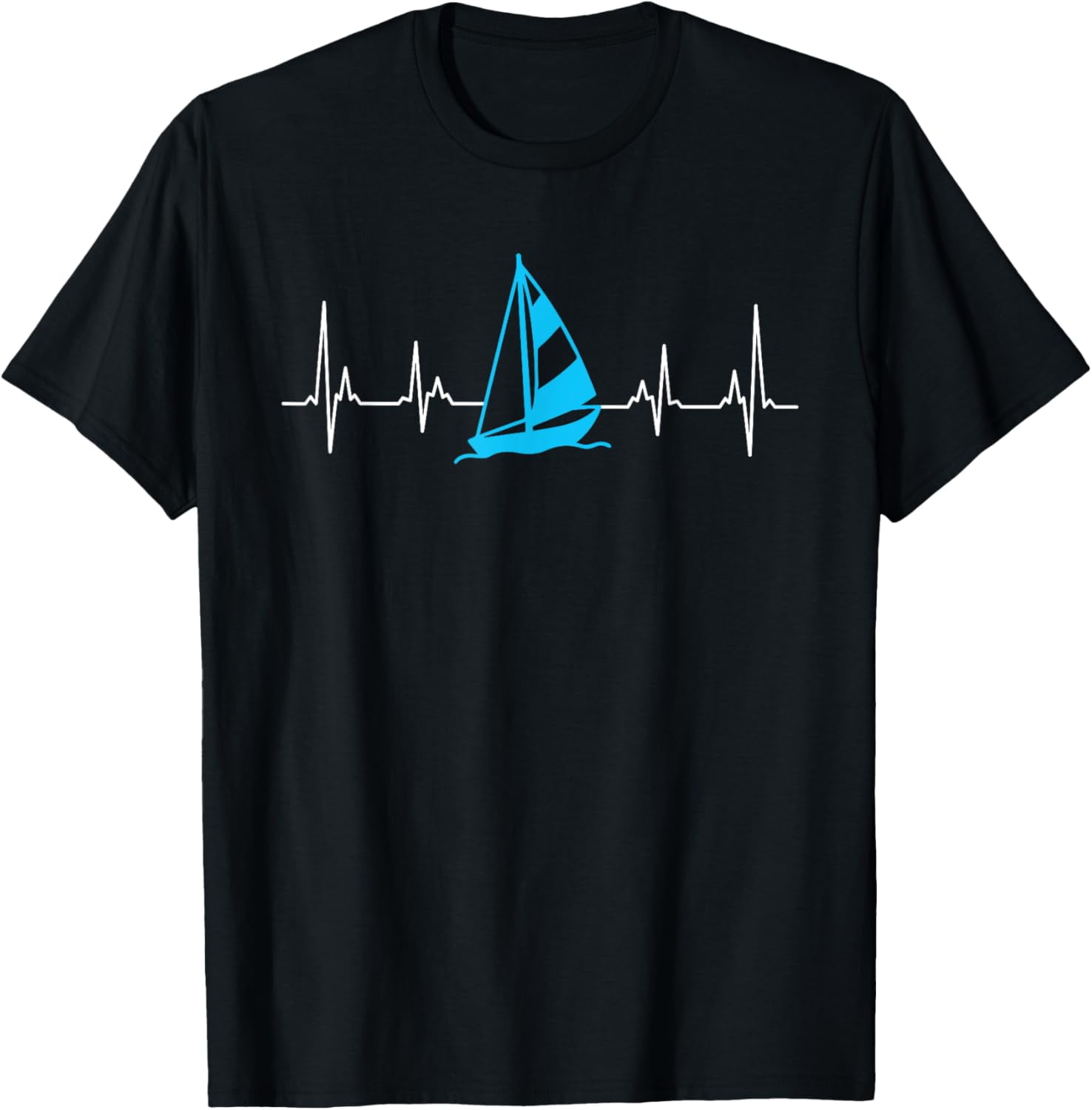 Sailing boat gift men's heartbeat ECG heart line sailor T-Shirt ...