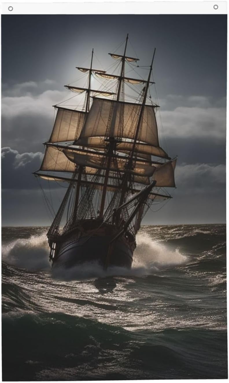 Sailing ship in storm Flag 3x5 ft Garden Flag Welcome Spring Summer ...