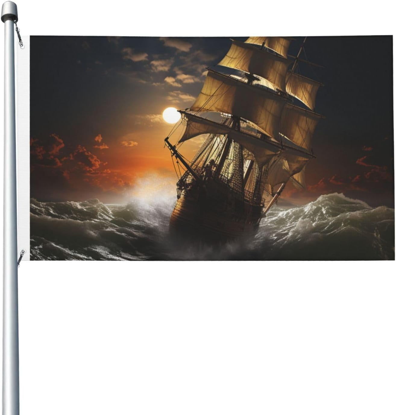 Sailing ship in storm Flag 4x6 ft Flags for Outside Funny Banner Garden ...