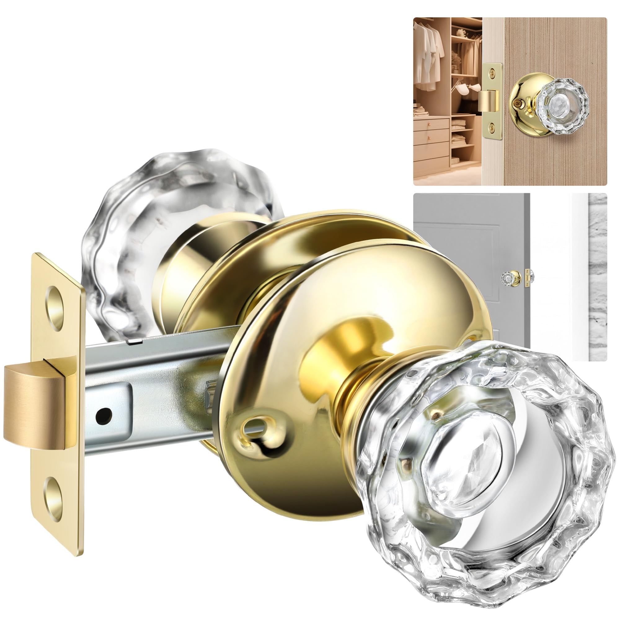 Saillong Gold Glass Knobs, Vintage Clear Crystal Knobs, Glass Knobs ...