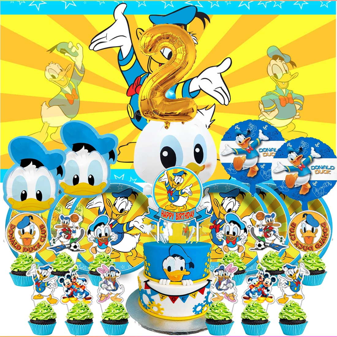 Sailor Duck Donald Duck 2nd Tableware Balloons Cake Toppers Backdrop ...
