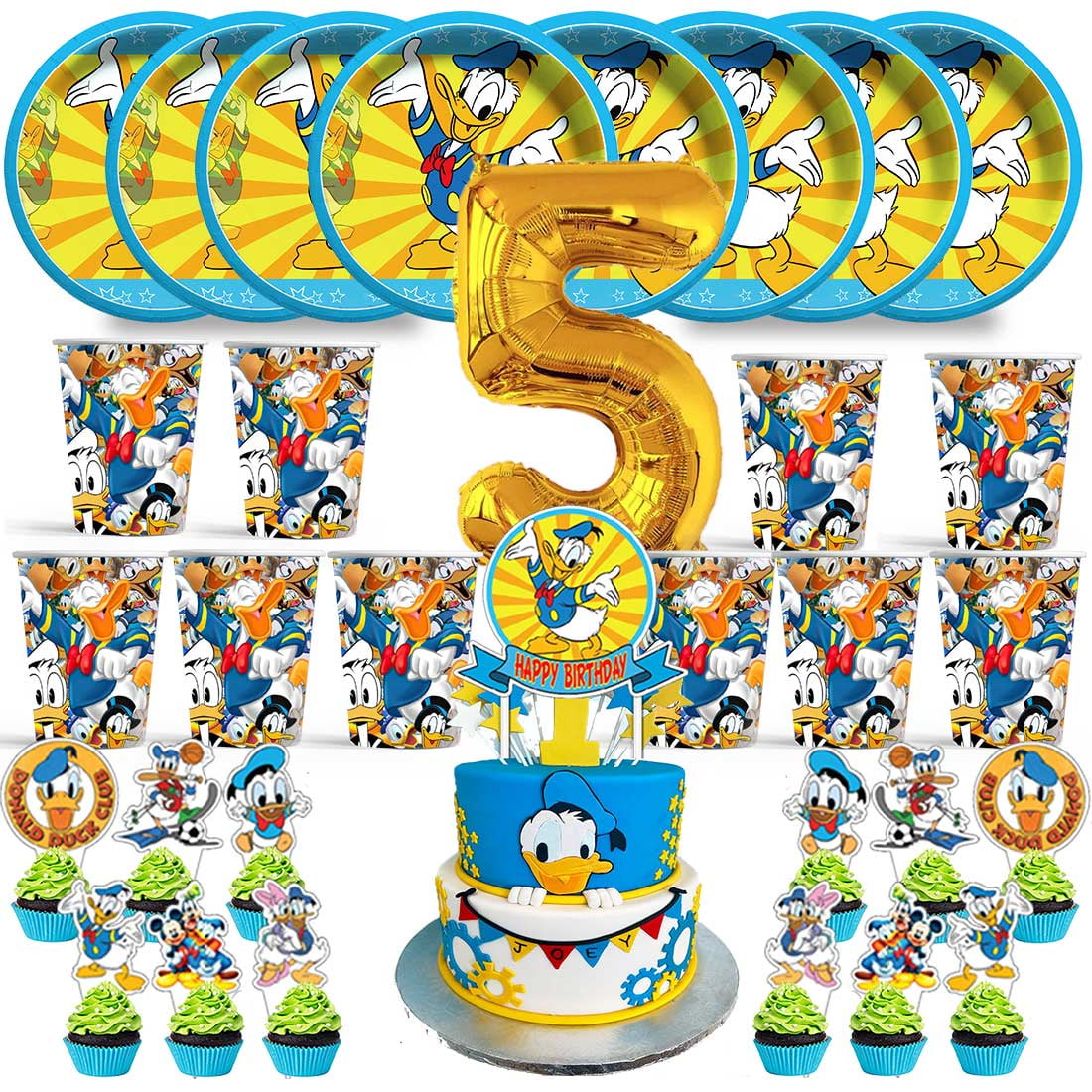 Sailor Duck Donald Duck Birthday 5th Cups Party Supplies Plates Fans ...