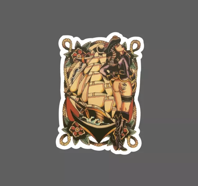 Sailor Girl Sticker Pirate Waterproof Sticker Phone Decal Water Bottle ...