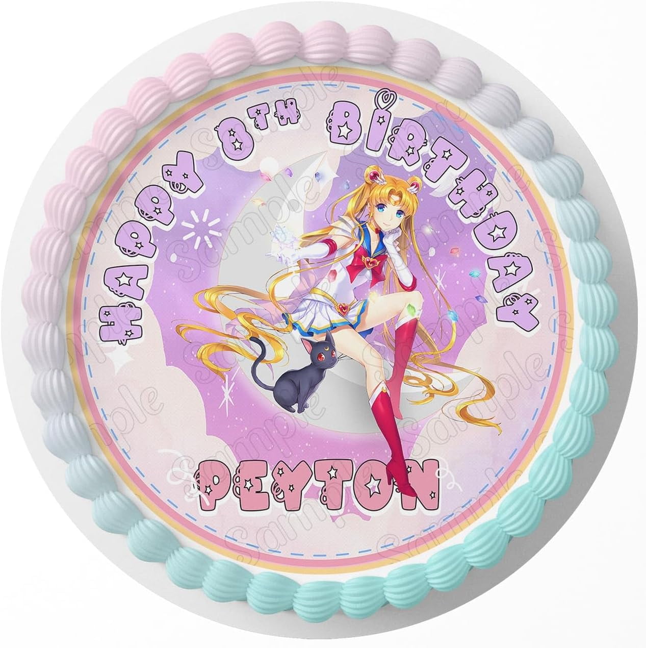 Sailor Girls Fun Moon Edible Cake Topper Sheet Image Print Round ...