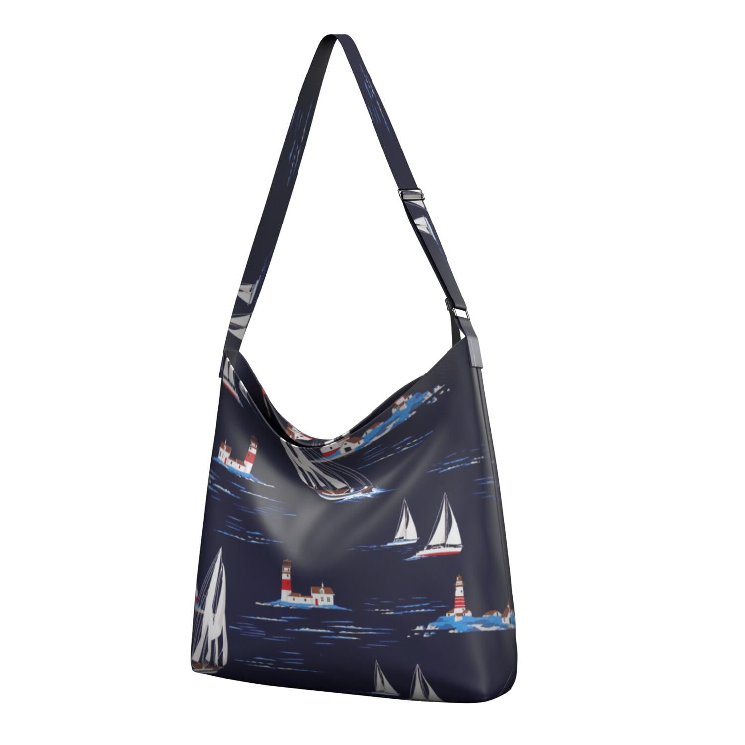 Sailor Maritime Canvas Tote Bag – Nautical Compass, Mast, and Beacon ...